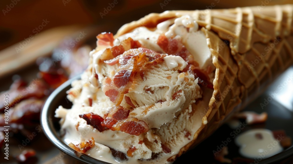 A playful ice cream cone with a twist, featuring a mix of savory and ...