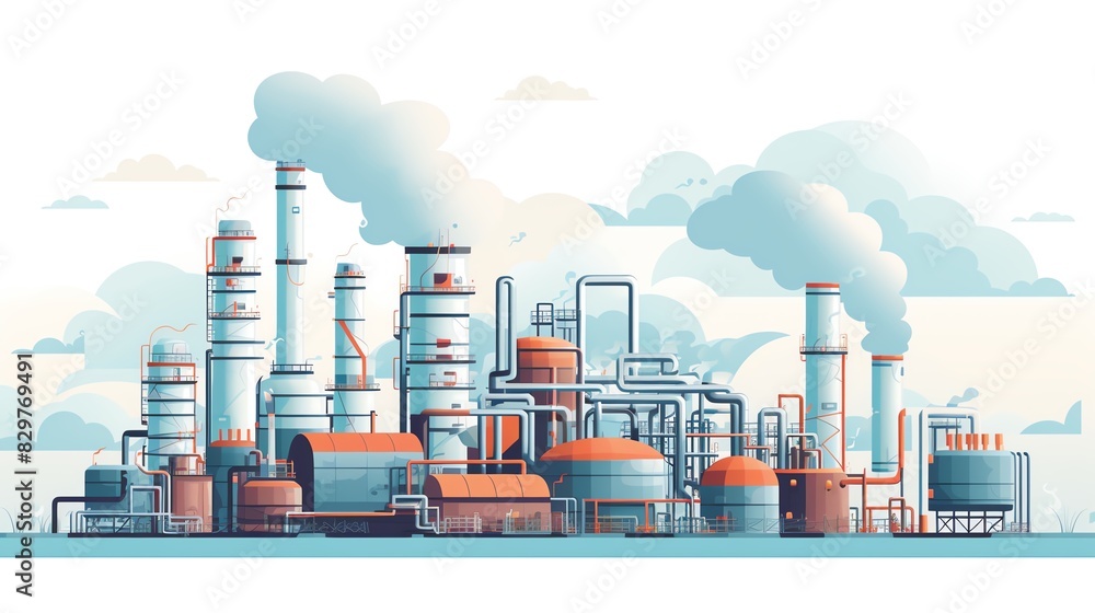 chemical plant flat design side view industrial chemistry cartoon ...