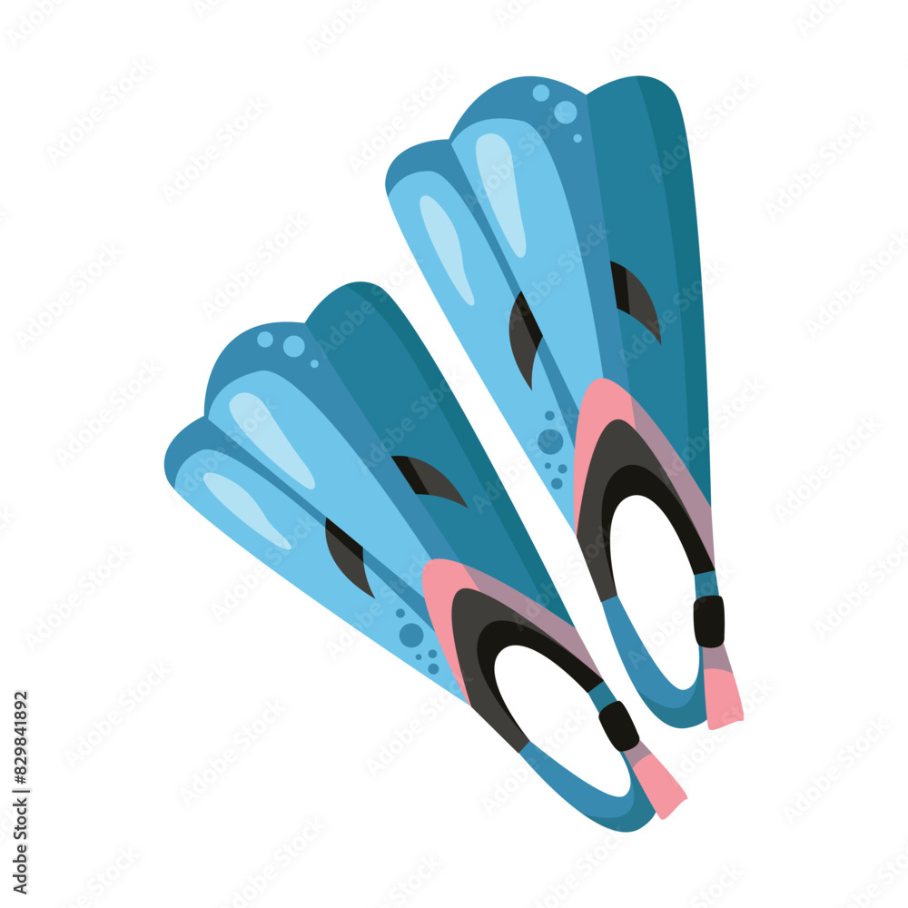 Colorful blue flippers for diving. Swimming fins. Diving gear Things ...