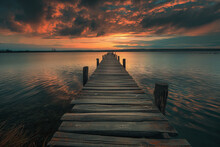 Ocean Sunset Over Pier Free Stock Photo - Public Domain Pictures