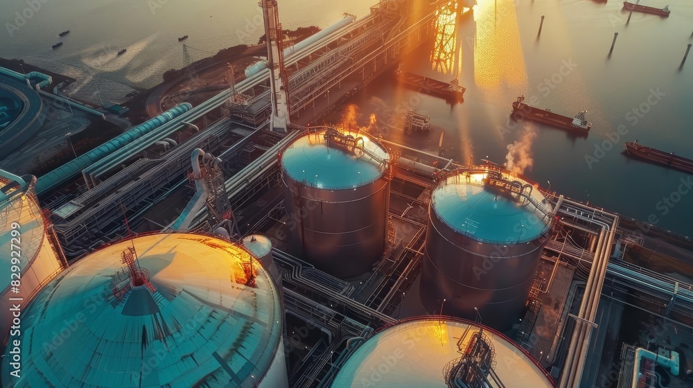 massive industrial lng storage tank complex modern energy ...