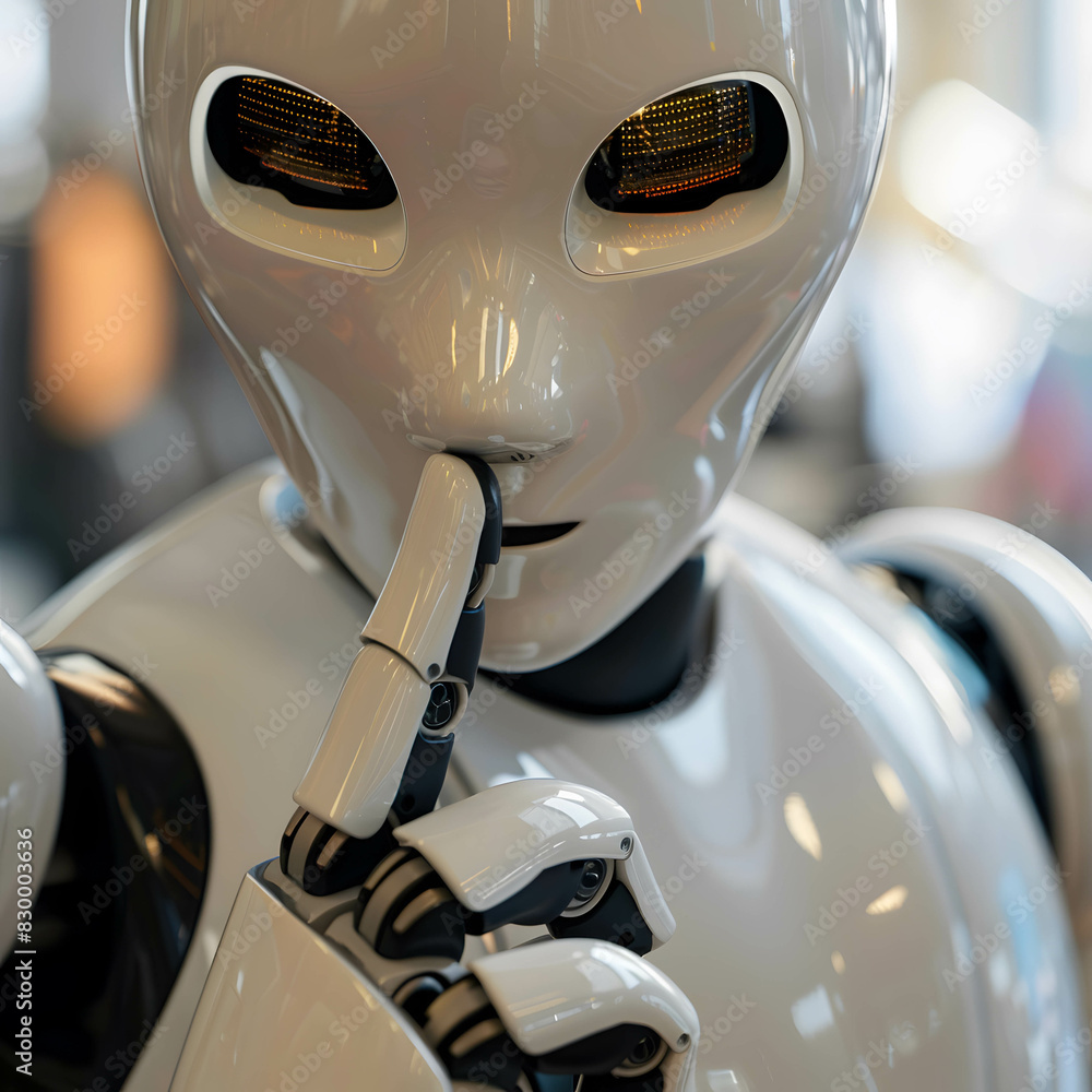 Evolution of robots and AI that can lie to humans concept, artificial intelligence that learns ...