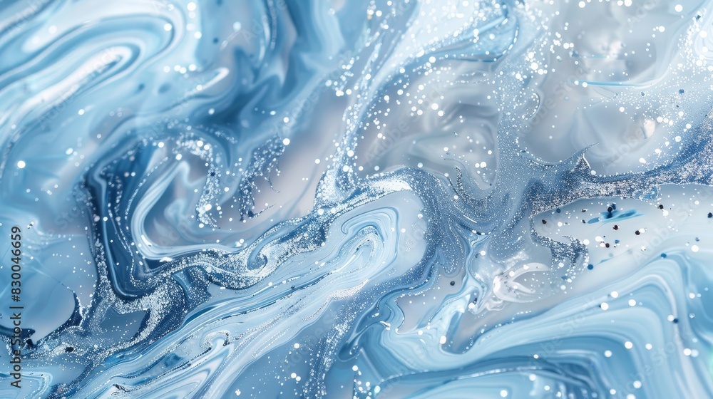 Marbled arctic blue and silver textures with sparkling particles and ...