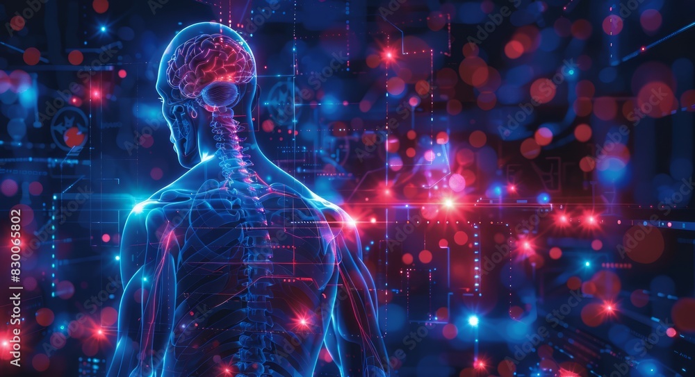 Illustration of the human nervous system. Symbolizing mental health ...