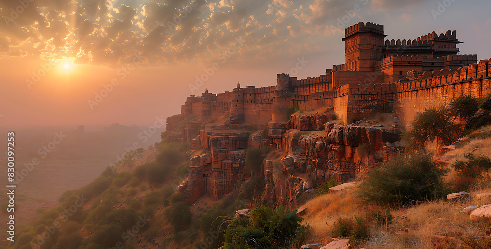mesmerizing image of Rani Kot Fort ancient wall winding through rugged ...
