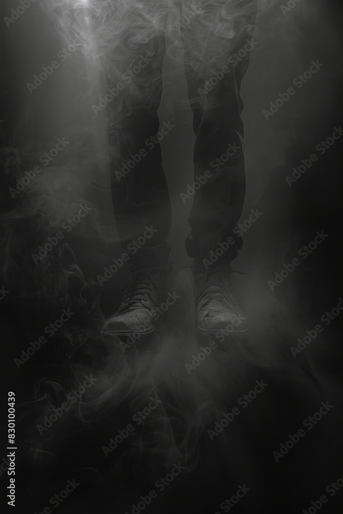 Artistic rendering of a human body with dark mist creeping up from the ...