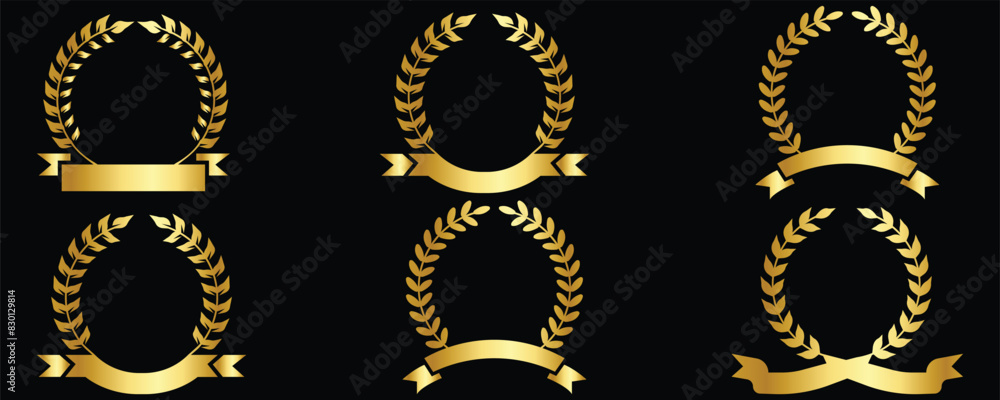 Set of vintage decorative floral wreathes. Abstract laurel wreath frame ...