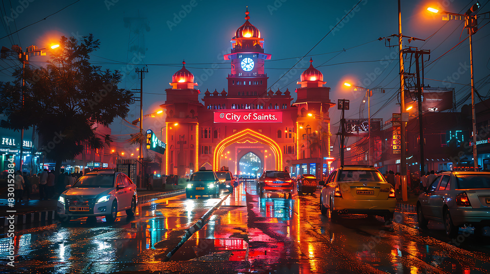 Стоковая иллюстрация «enchanting image of Multan Clock Tower ...
