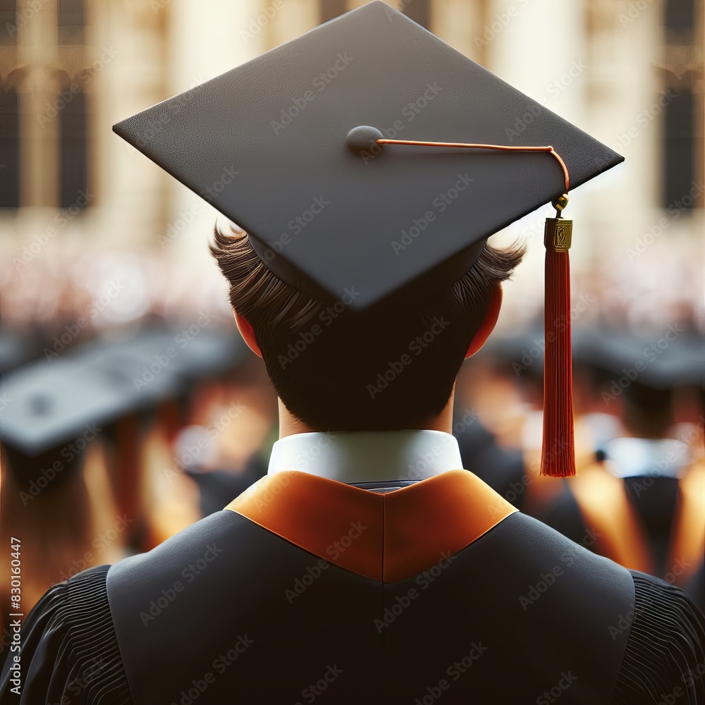 Commencement Ceremony: Graduates in Caps Await Diplomas. Close-up of ...