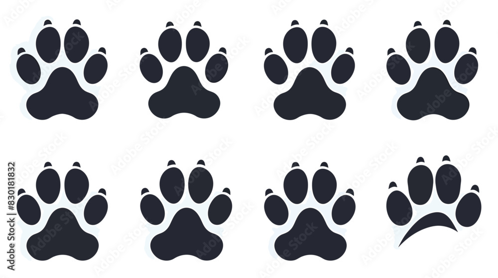 Paw icons for emoticons. Silhouette, paw symbols for emoticon design ...
