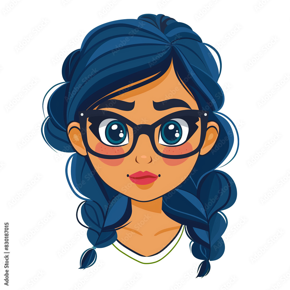 latina girl with blue hair wearing glasses . Clipart PNG image ...