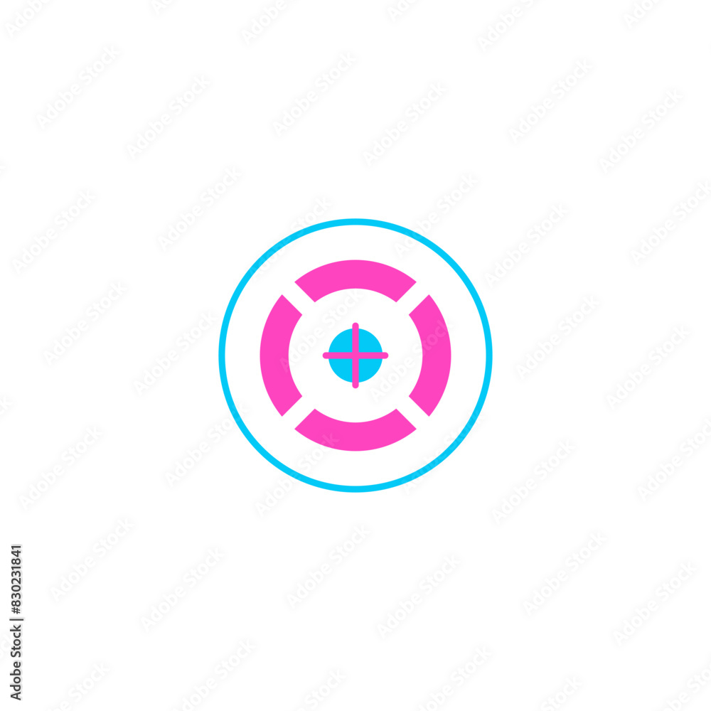Shooting target, laser tag goal vector icon, crosshair design, circle ...