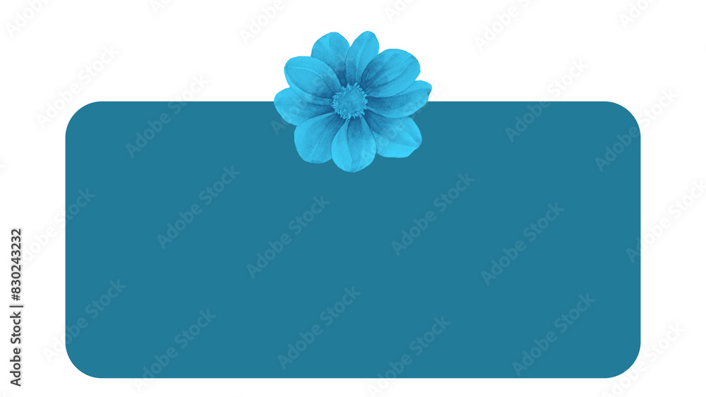 sticker Cute Floral Name Tag with transparent background, dark teal ...
