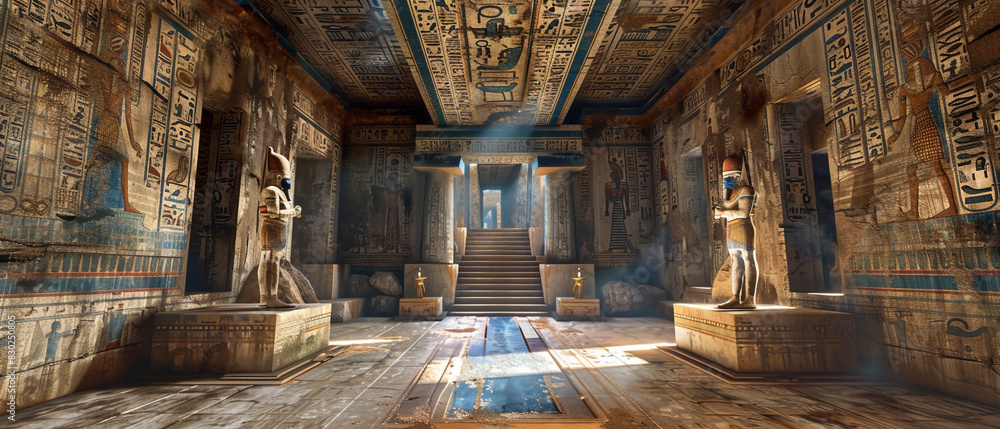 Inside of an ancient Egyptian pyramid. Secret tomb of an Egyptian ...