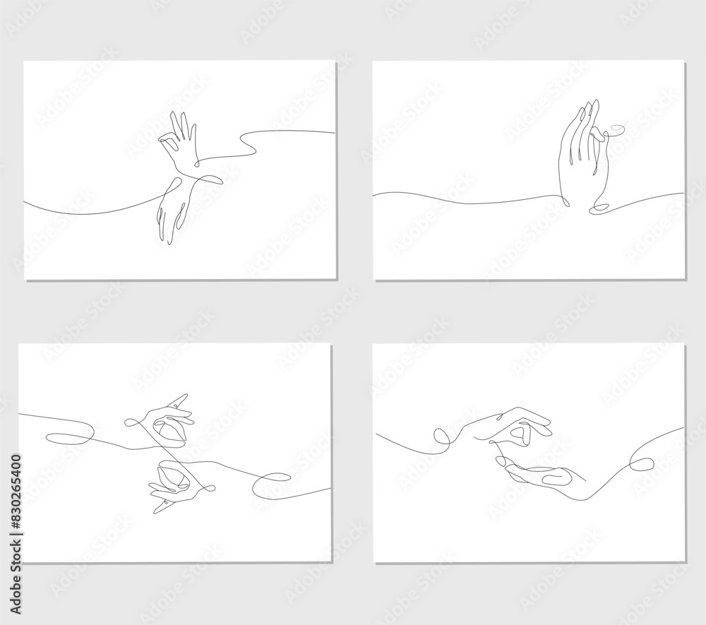 Vector set of one line art illustrations of buddha hands. Continuous ...