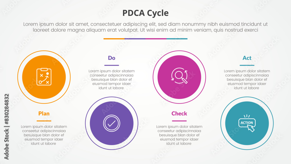 PDCA plan do check act framework infographic concept for slide ...