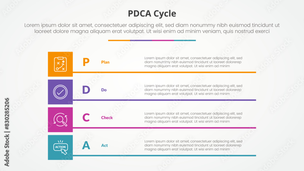 PDCA plan do check act framework infographic concept for slide ...