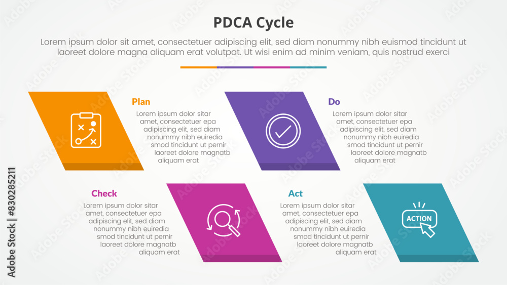 PDCA plan do check act framework infographic concept for slide ...