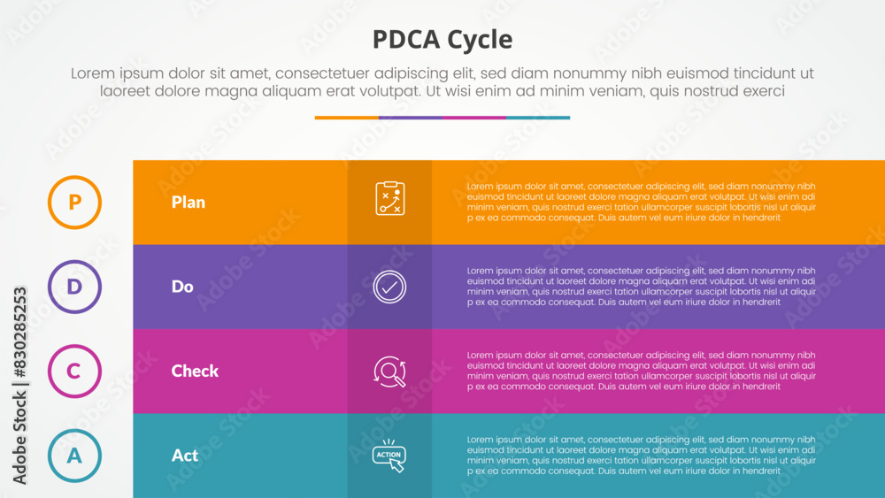 PDCA plan do check act framework infographic concept for slide ...