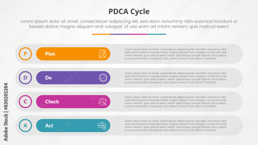 PDCA plan do check act framework infographic concept for slide ...