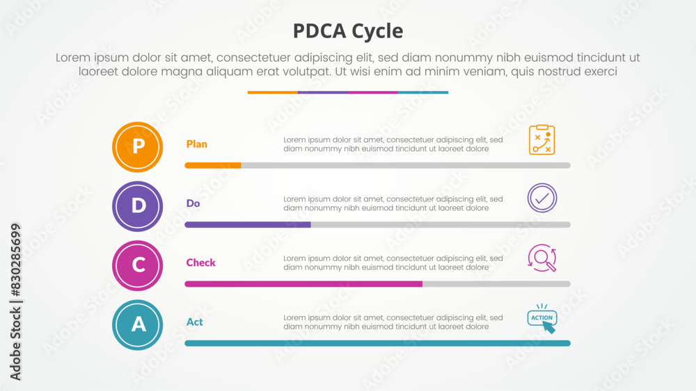 PDCA plan do check act framework infographic concept for slide ...