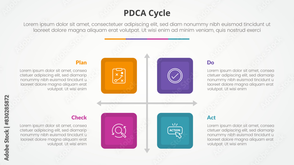 PDCA plan do check act framework infographic concept for slide ...