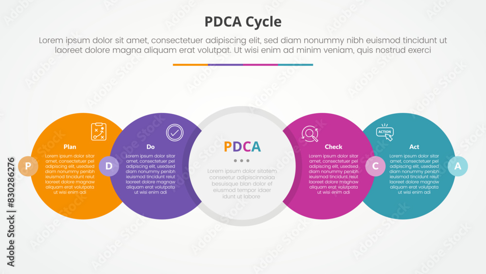 PDCA plan do check act framework infographic concept for slide ...