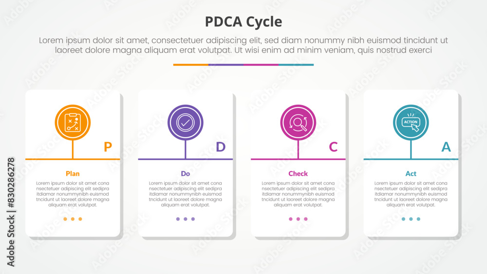 PDCA plan do check act framework infographic concept for slide ...