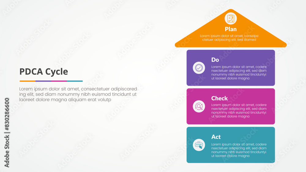 PDCA plan do check act framework infographic concept for slide ...