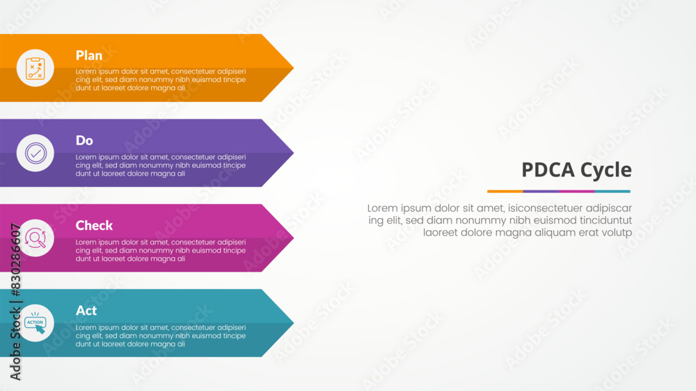 PDCA plan do check act framework infographic concept for slide ...