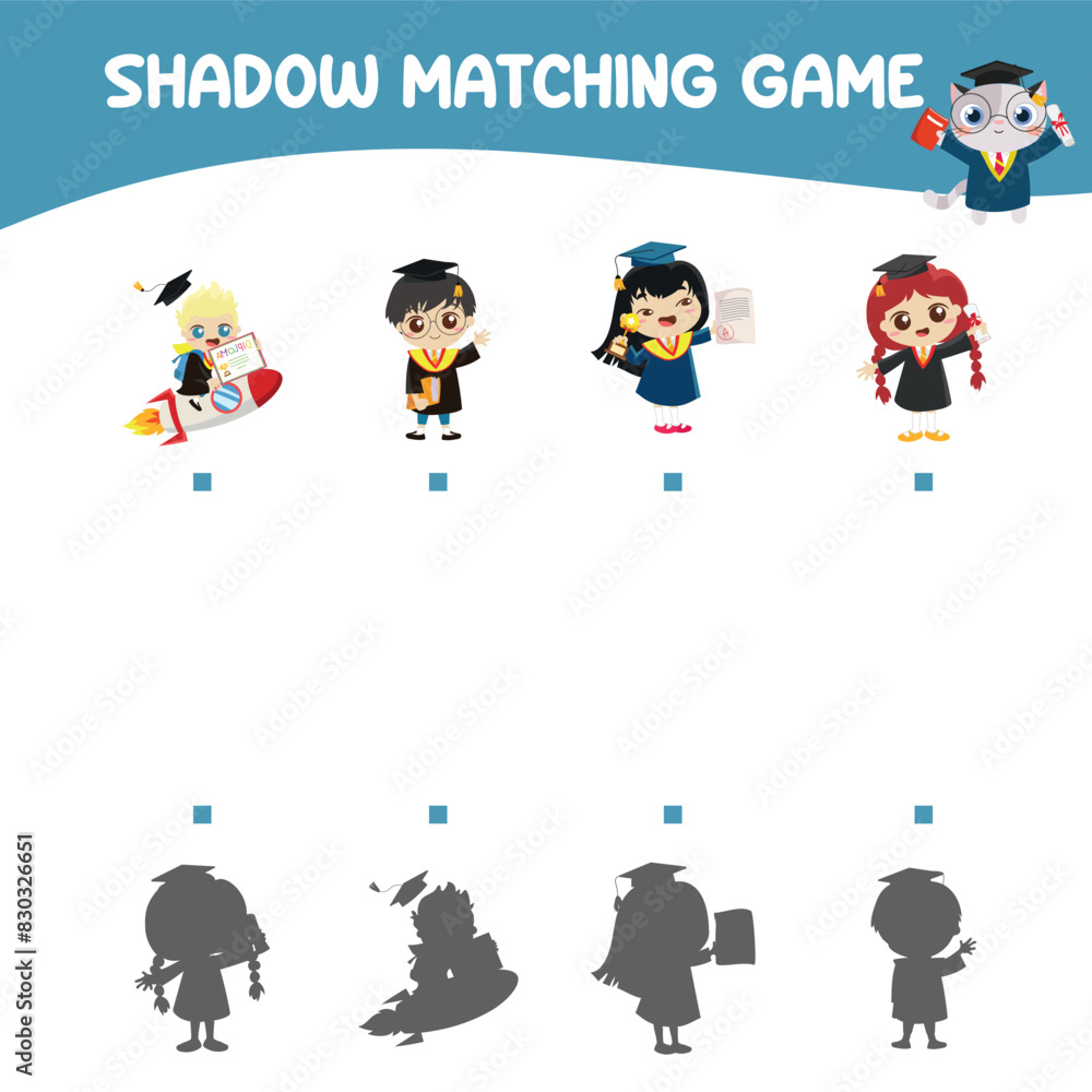 Matching shadow game for children. Find the correct shadow. Worksheet ...