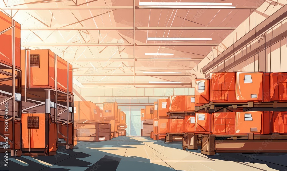 Insulation in industrial warehouses illustration flat design front view ...