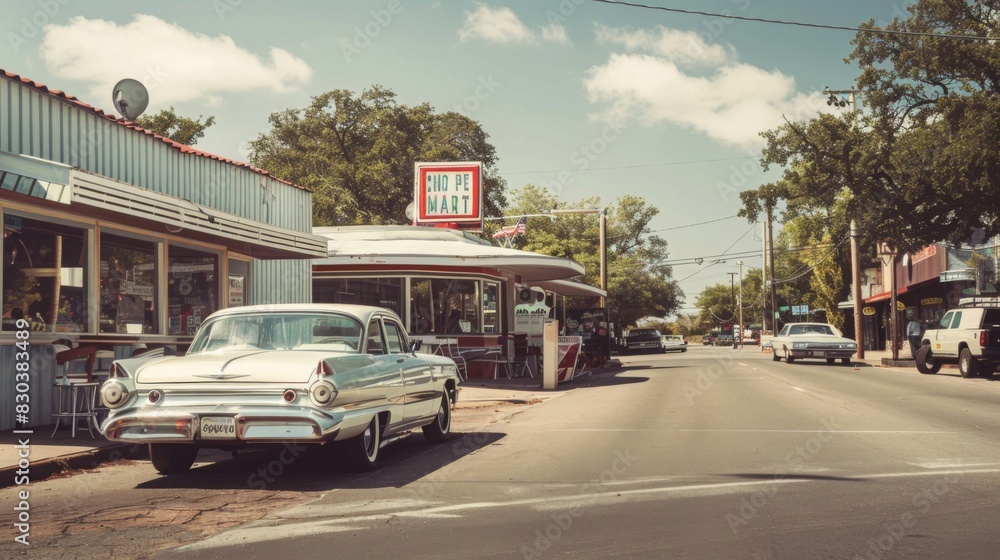 Nostalgic road trip adventure, capturing the spirit of exploration and ...