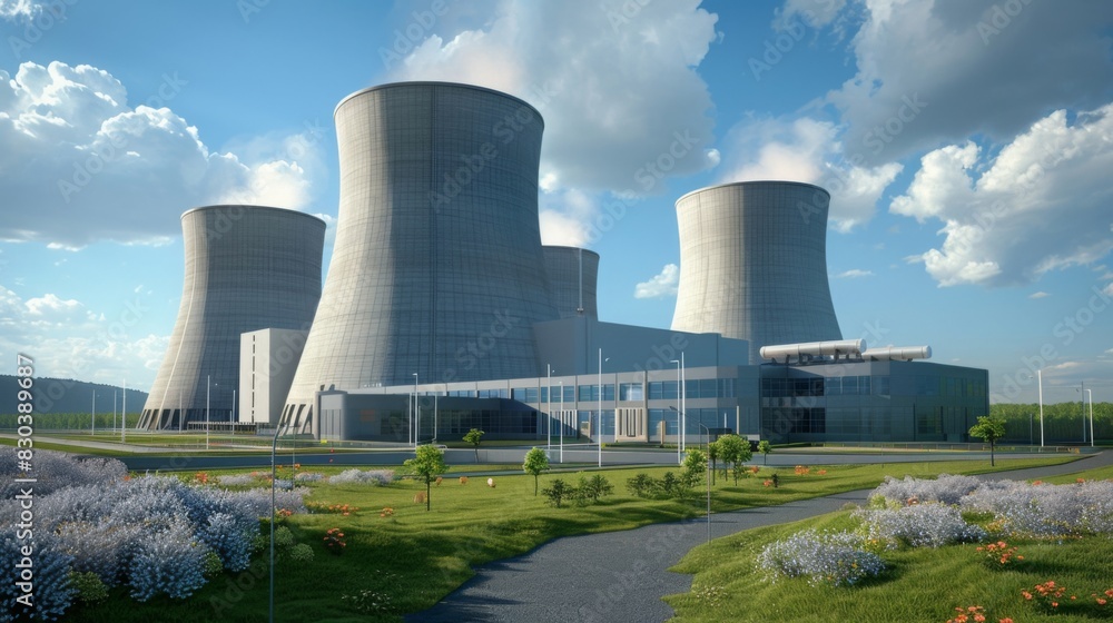 The massive containment structure of a nuclear power plant, designed to ...