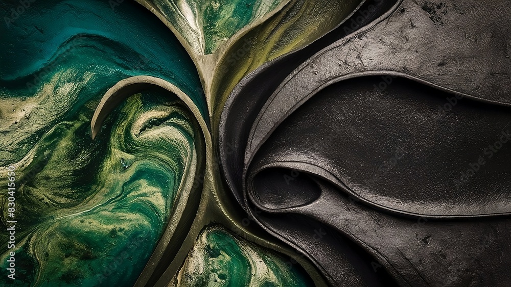 Abstract background, combining earth textures with iron textures, green ...
