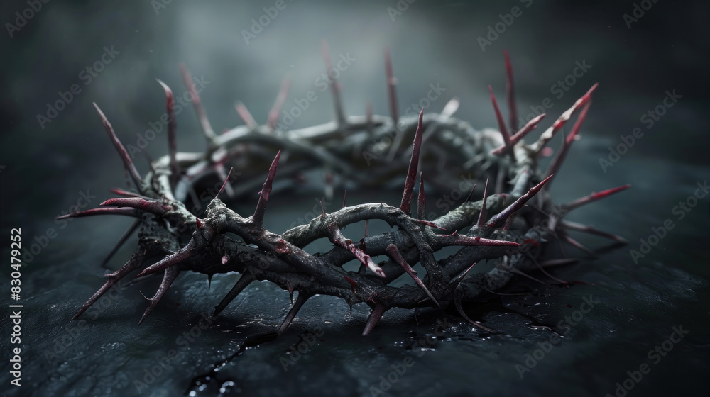 Crown of thorns and the royal crown. Show Jesus' suffering through the ...