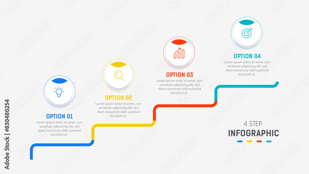 Four Step Infographic element design Vector template for presentation ...