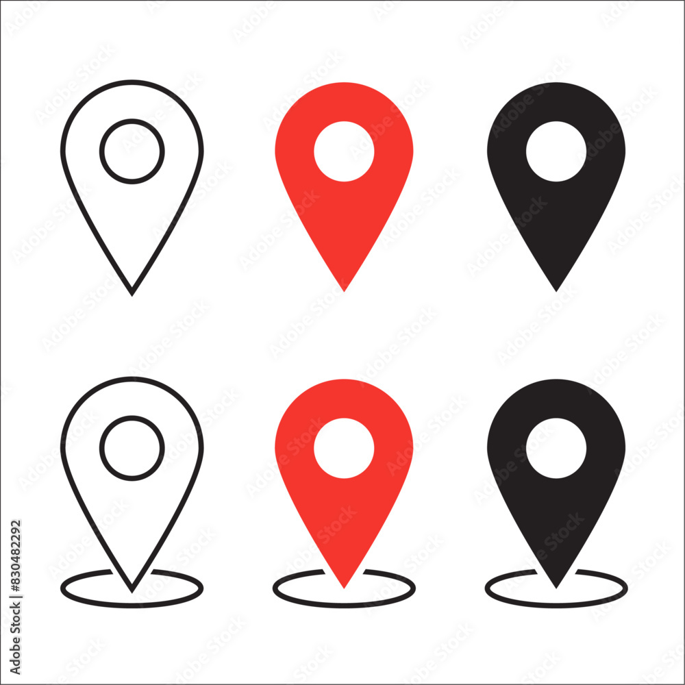 Set of Location pin icons. Modern map markers. Location mark icons. Destination Symbol. Pointer ...