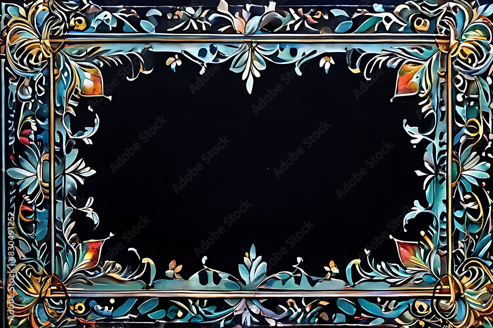 Rectangular photo frame with stained glass design The stained glass has ...