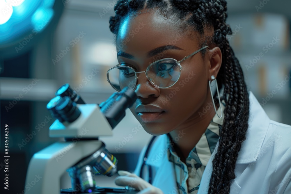 Bright Future in Biotechnology: Black Scientist Analyzing Test Sample ...
