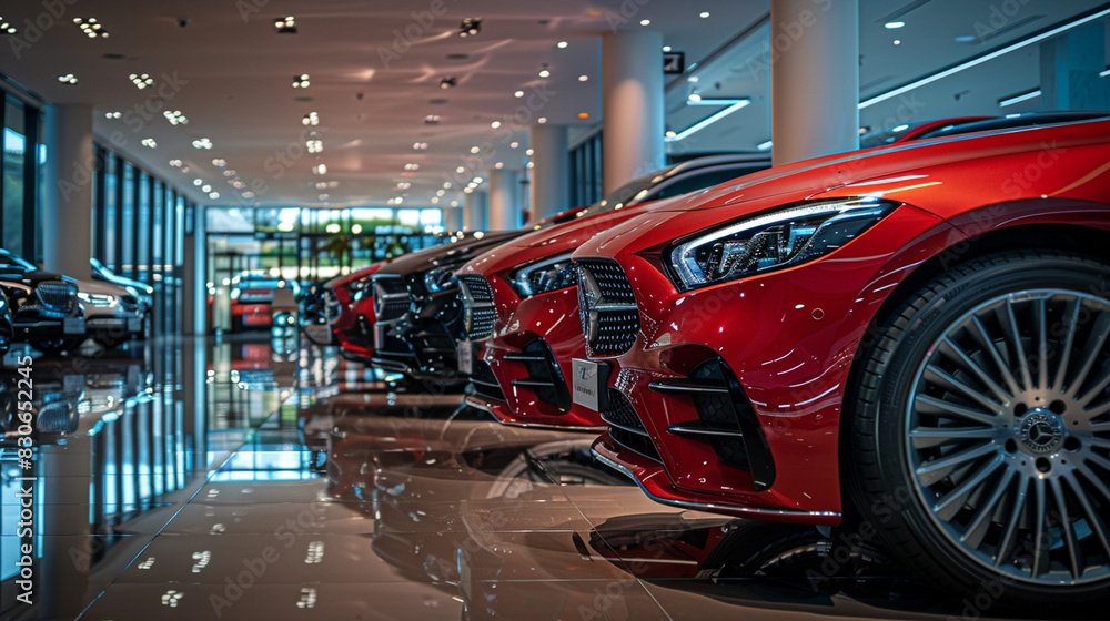 Luxurious High-End CarBoutique with luxury Car Displays and Elegant ...