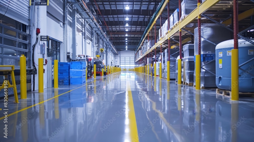 Warehouse storage area for dangerous goods, featuring automated safety ...