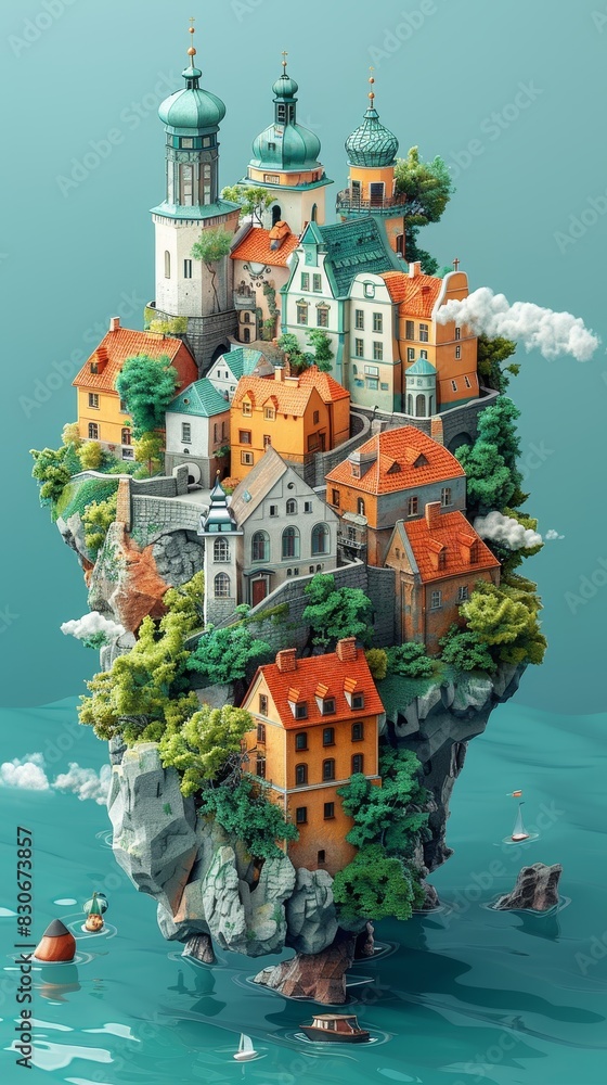 Ilustración de Stock Isometric 3D rendering of Rio de Janeiro showcases ...