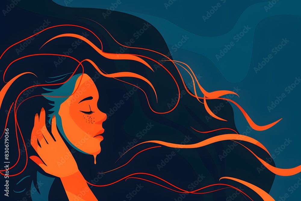Sad Woman Crying Vector Illustration in Bold Colors Stock Photo | Adobe ...