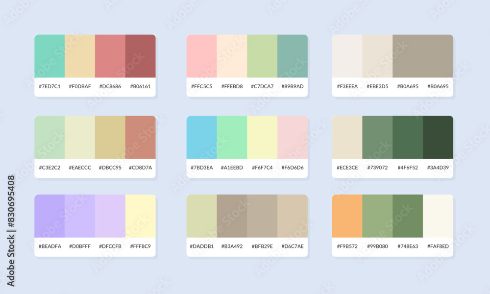 Pantone colour palette catalog samples. Color swatch. Set of abstract ...
