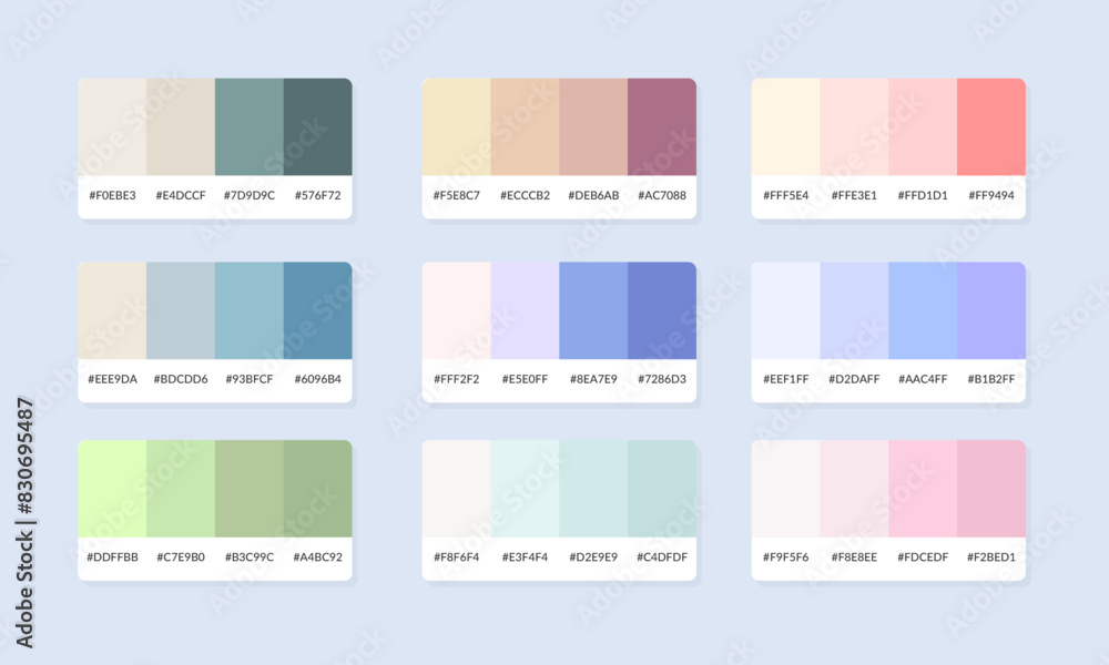 Pantone colour palette catalog samples. Color swatch. Set of abstract ...