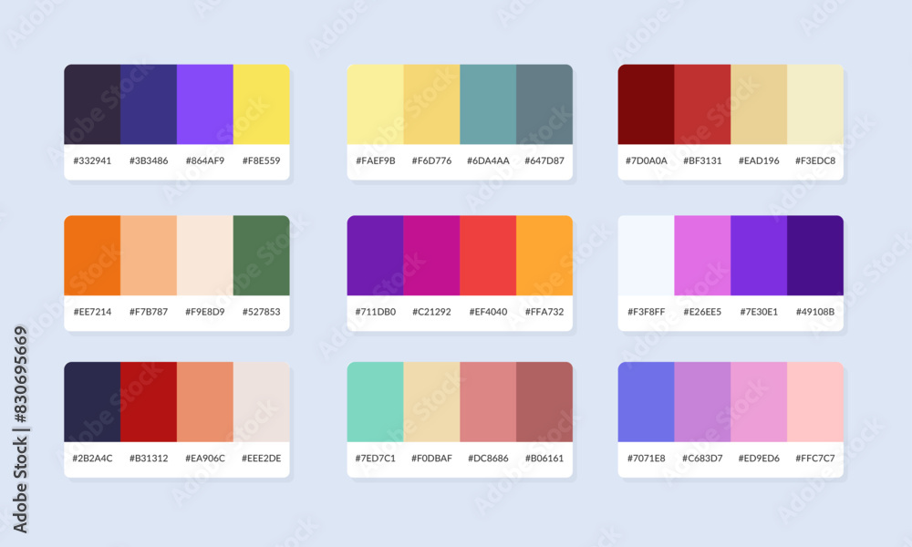 Pantone colour palette catalog samples. Color swatch. Set of abstract ...