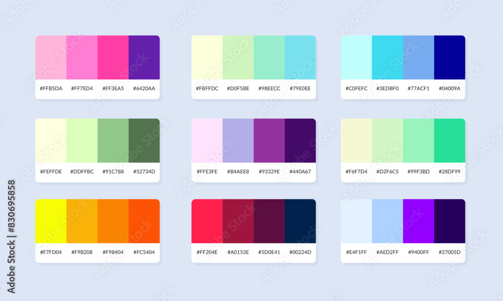 Pantone colour palette catalog samples. Color swatch. Set of abstract ...