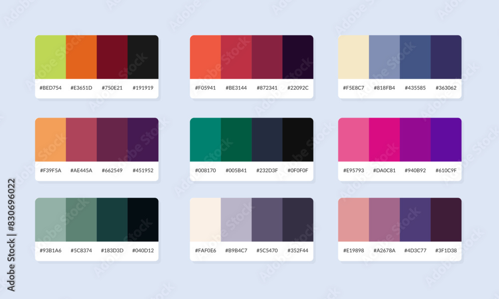 Pantone colour palette catalog samples. Color swatch. Set of abstract ...