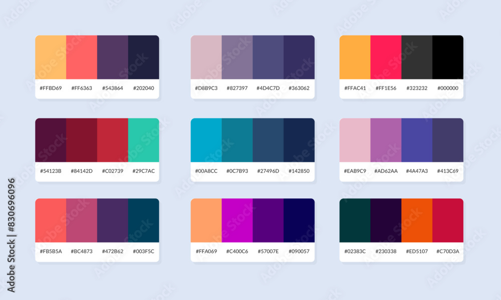 Pantone colour palette catalog samples. Color swatch. Set of abstract ...